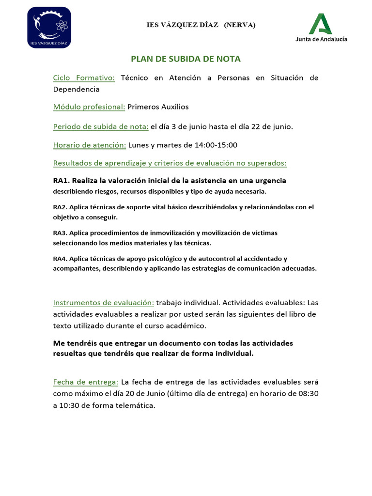 Plan Subida de Nota PAUX | PDF | Hospital | Ansiedad