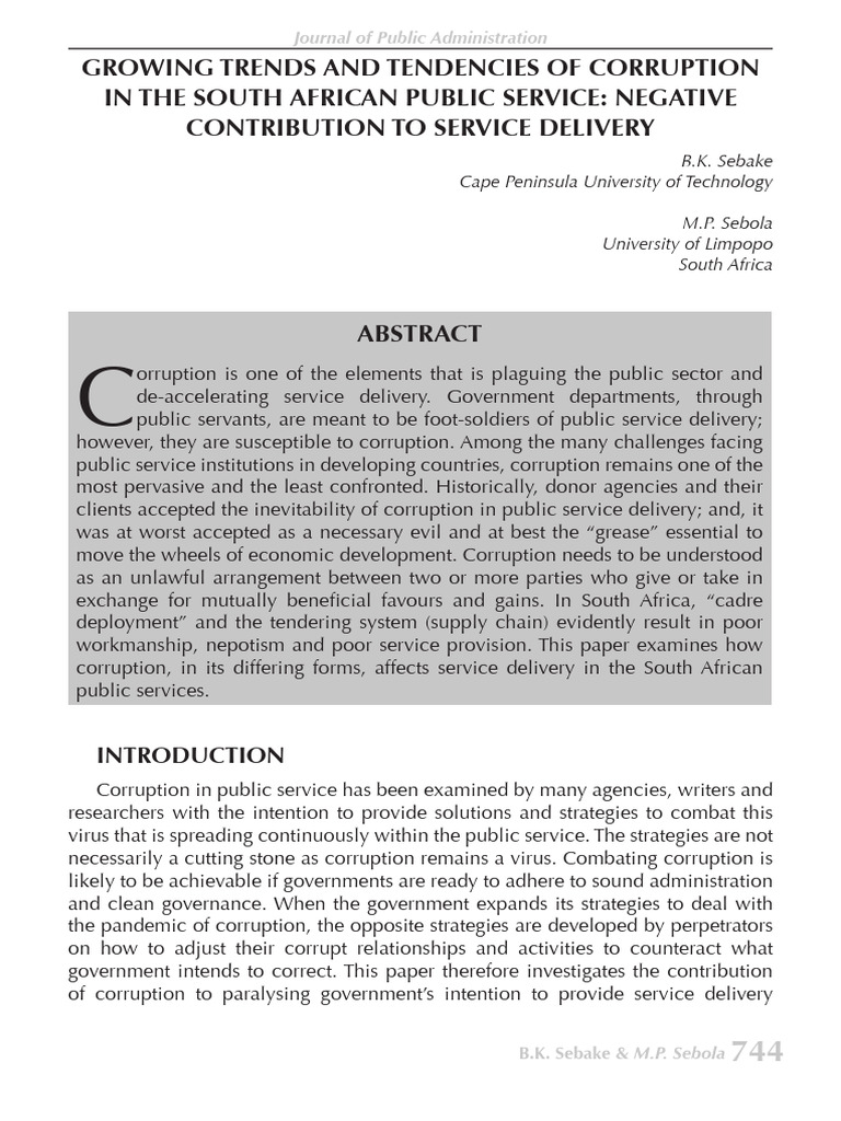 1 Growing Trends Tendencies of Corruption B Sebake | PDF | Political ...