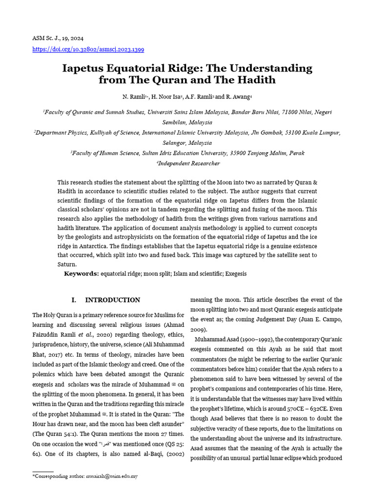 12 Iapetus Equatorial Ridge | PDF | Muhammad | Hadith