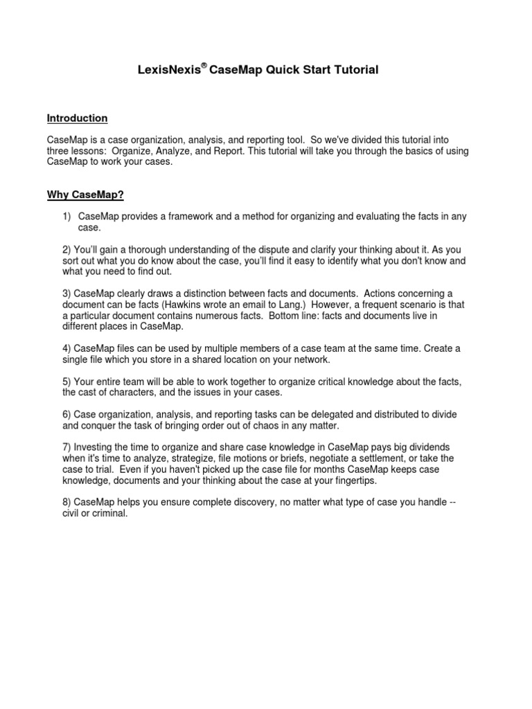 Case Map Quick Start Tutorial | PDF | Portable Document Format ...