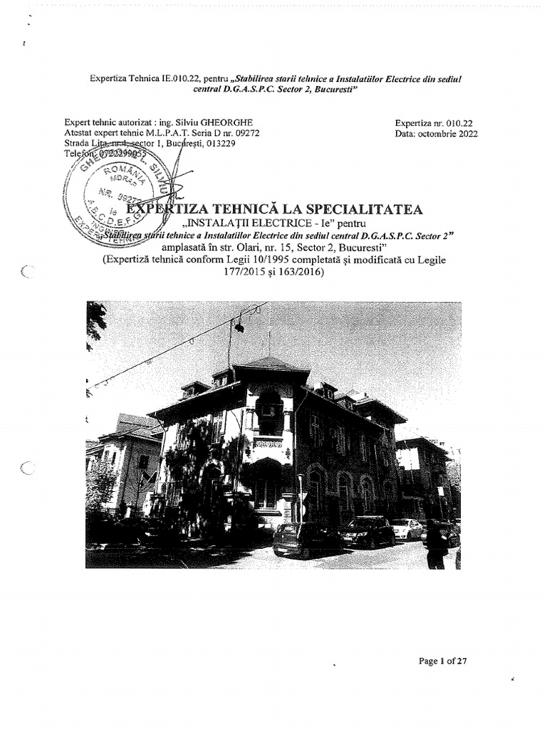 Expertiza Tehnica Instalatii Electrice21112022 | PDF
