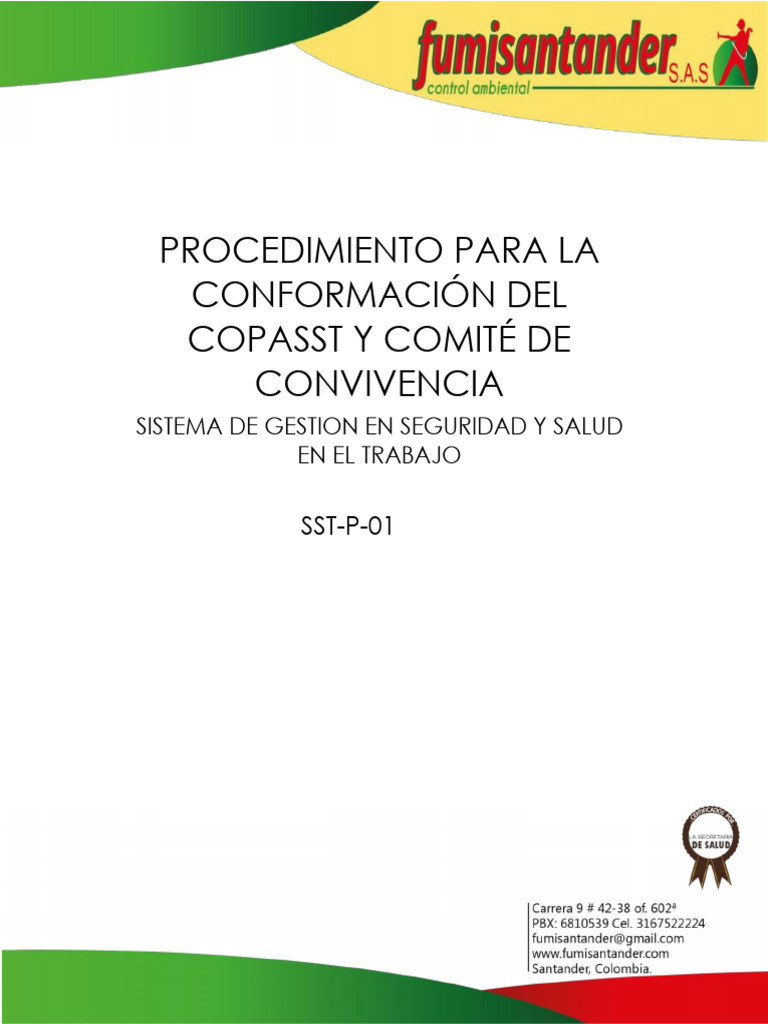SST-P-01 Procedimiento para La Conformación Del COPASST y Comité de Convivencia Laboral OK ...