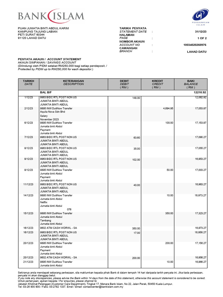 Estatement-202312 10034020260976 | PDF