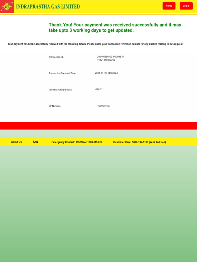 Successful IGL Online Payment Confirmation | PDF