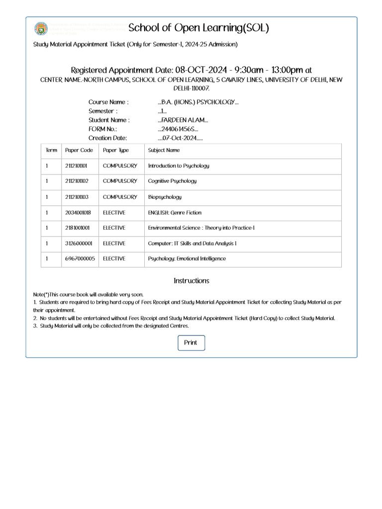 SOL Study Material Appointment | PDF