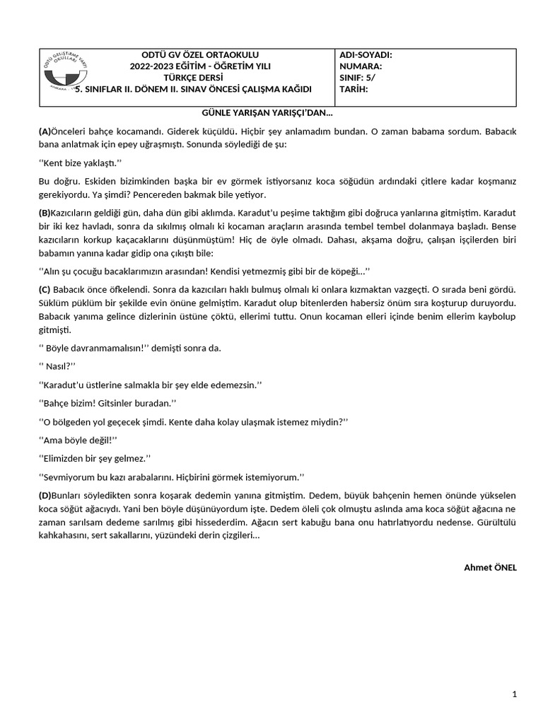 Siniflar Ii. Dã Nem Ii. Sinav Ã Ncesä° Ã Aliå Ma Kaä Idi | PDF