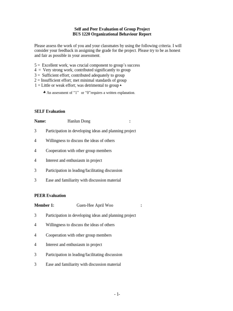 Group Project Assignment Form | PDF | Cognition | Social Psychology