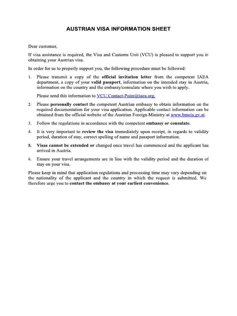 Visa Info Sheet | PDF