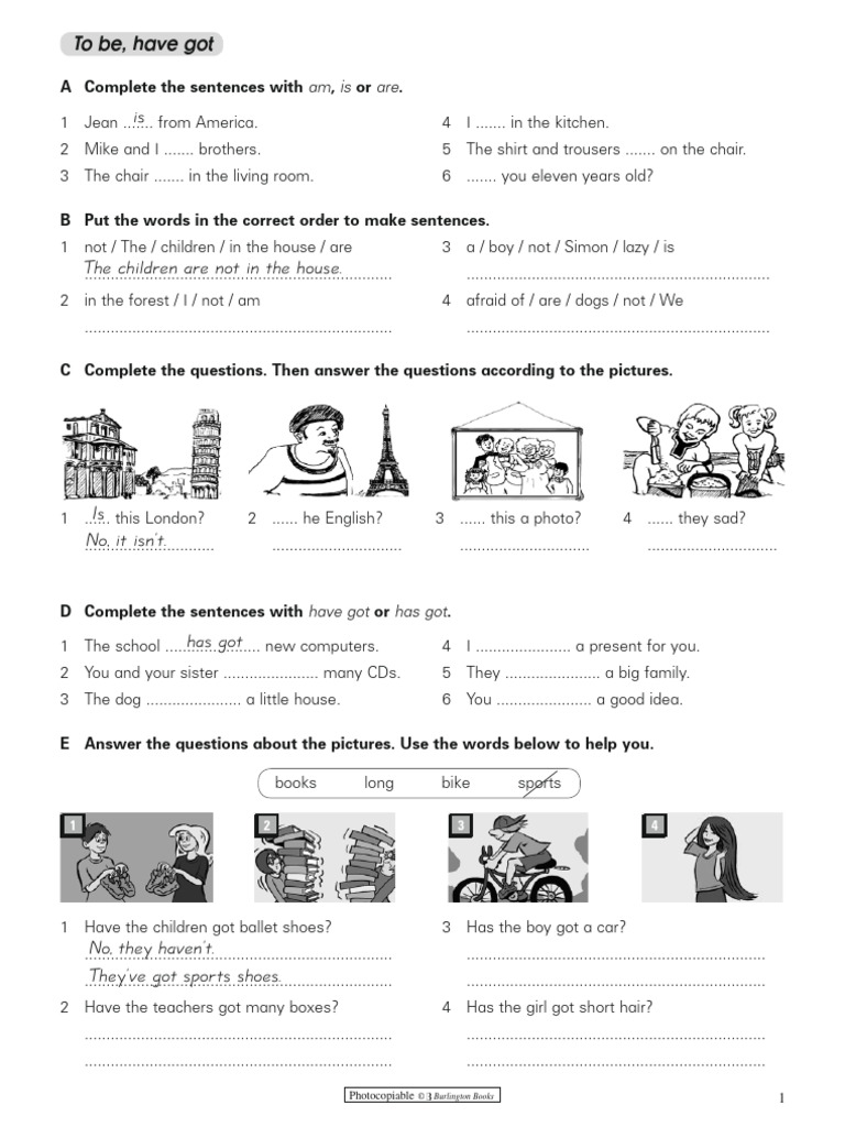 English Grammar Practice: Have Got & To Be | PDF | Linguistics