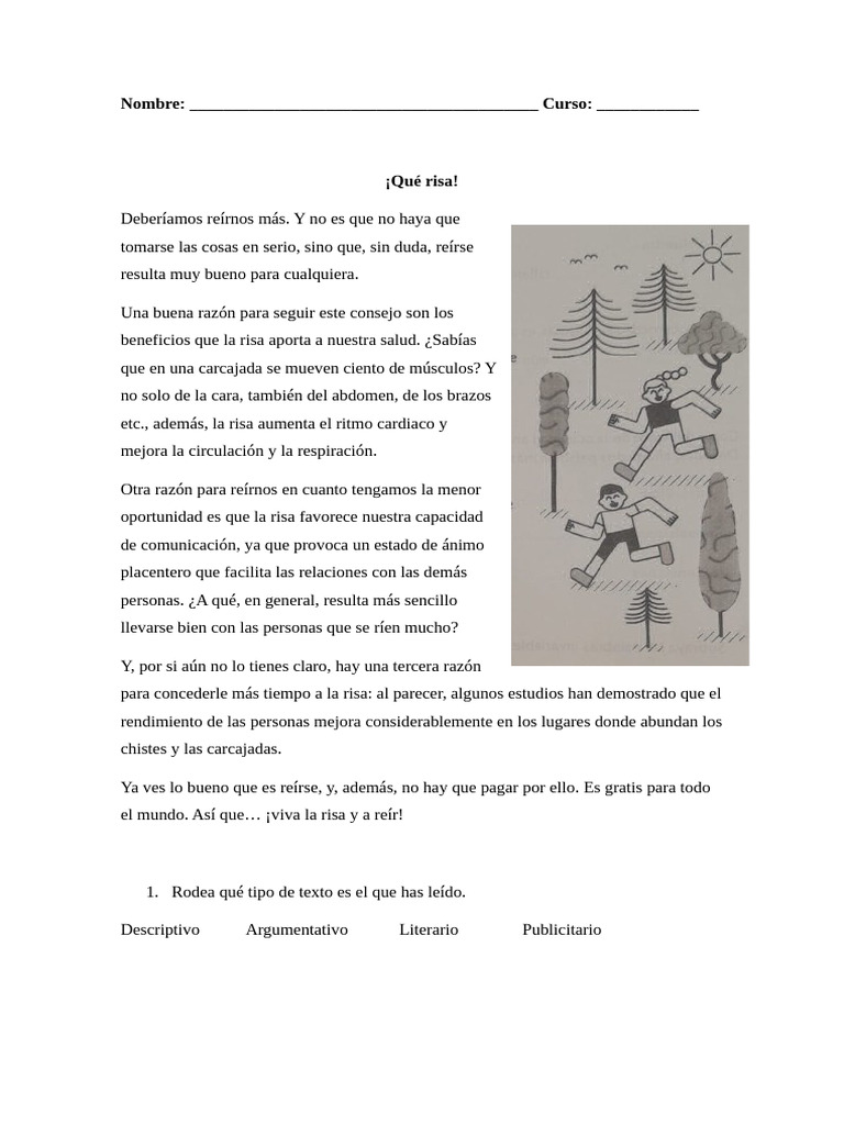 Examen Lengua Febrero | PDF | La risa