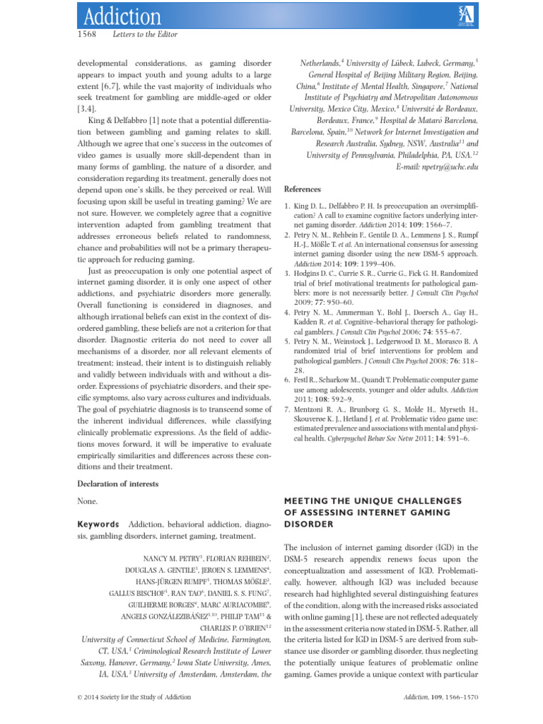 Addiction Volume 109 Issue 9 2014 (Kardefelt-Winther, Daniel - Meeting ...