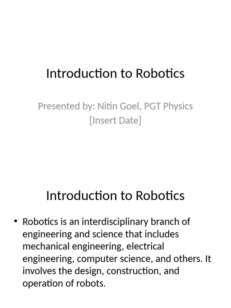 Introduction to Robotics Presentation | PDF