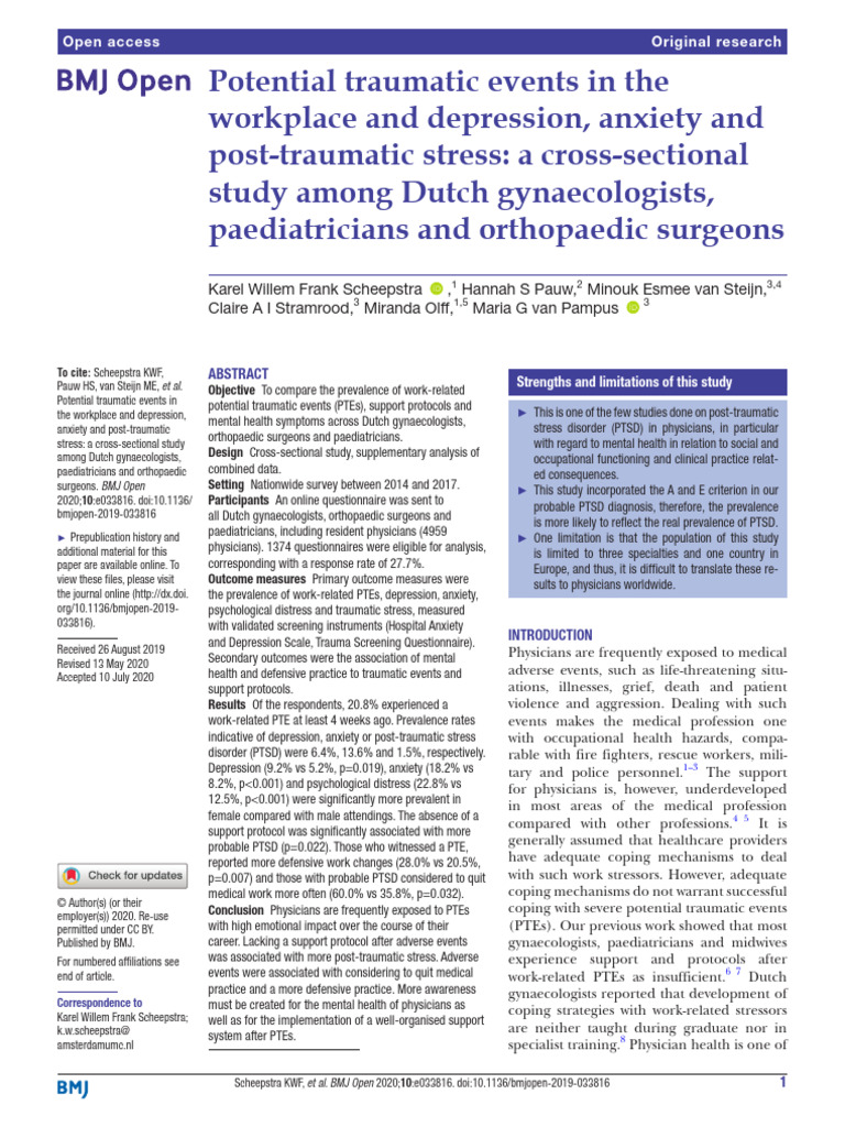 Triesha Potential Traumatic Events in The Workplace and de 2 | PDF ...