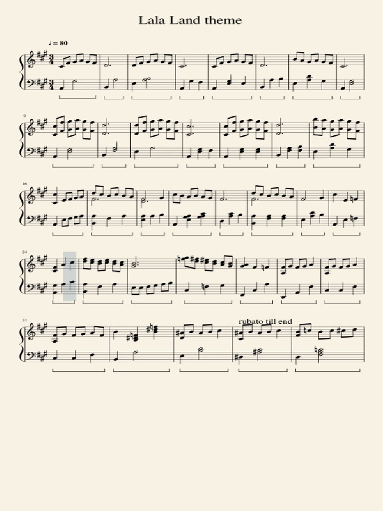 钢琴谱 lala land | PDF