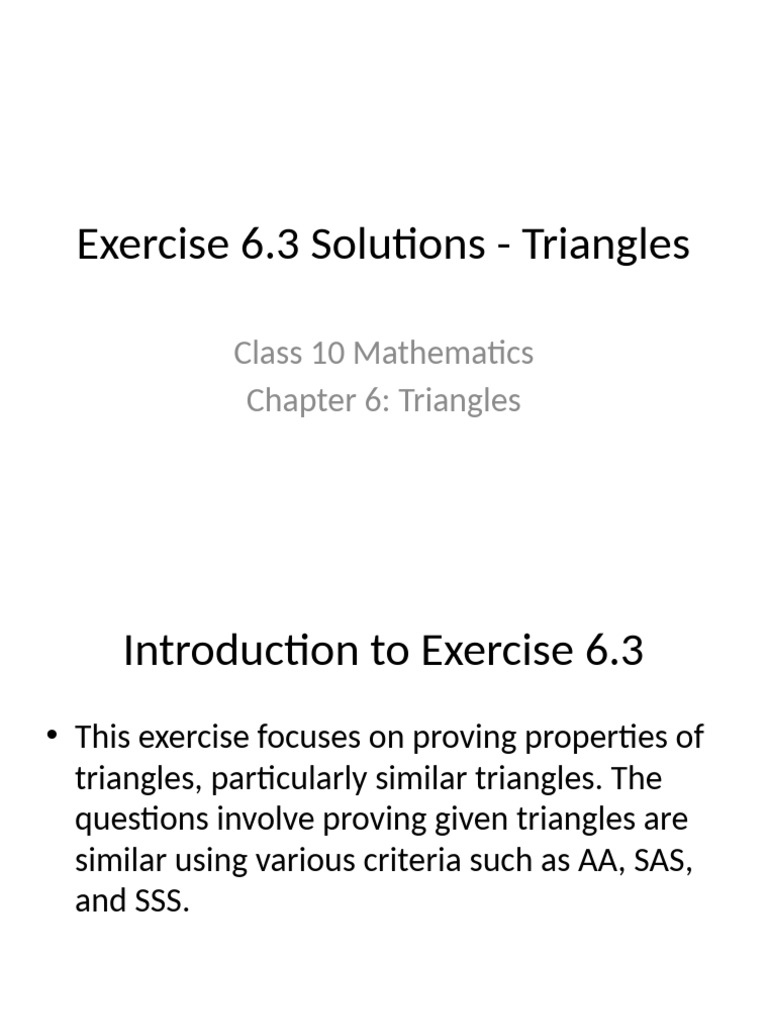 Triangles Exercise 6 3 Solutions | PDF | Teaching Methods & Materials