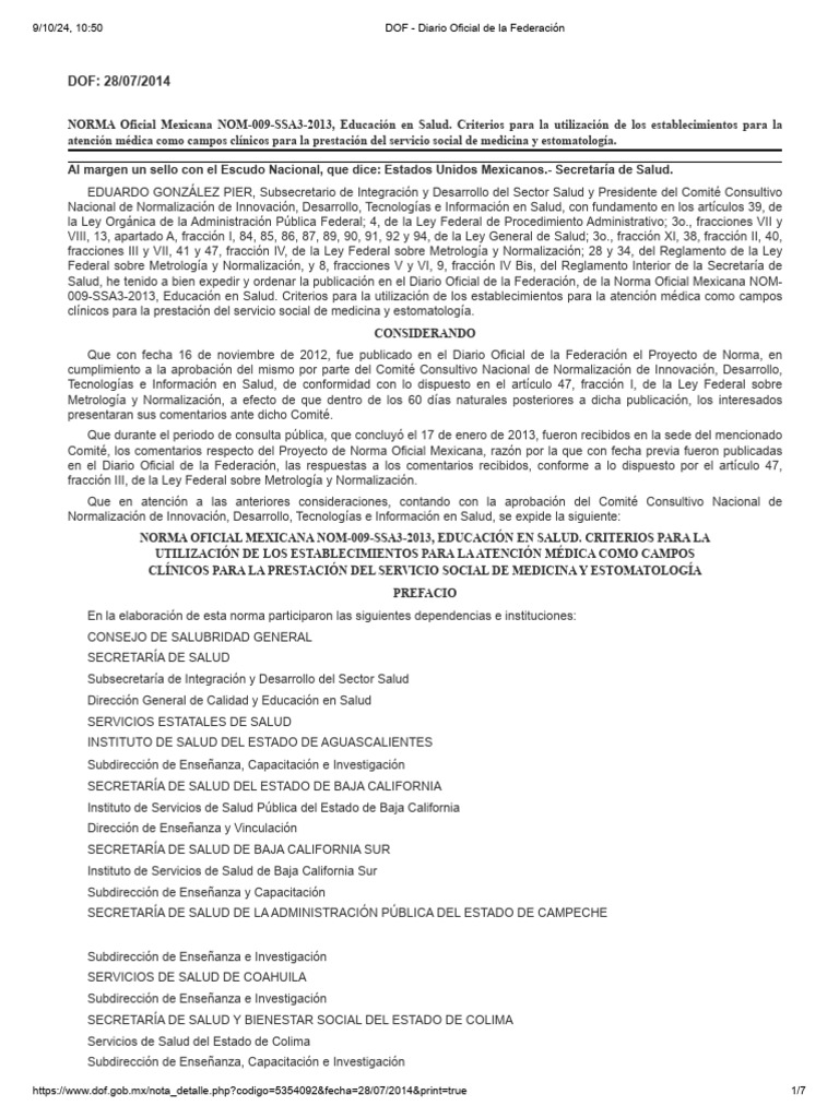 Dof - Nom-009-Ssa3-2013 | PDF | México | Medicina