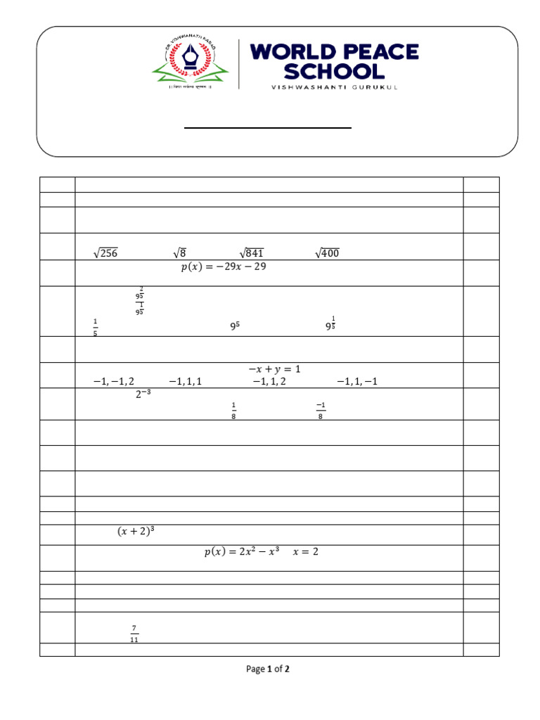 Class 9 Math Term 1 Sample Paper 2024 | PDF | Factorization | Equations