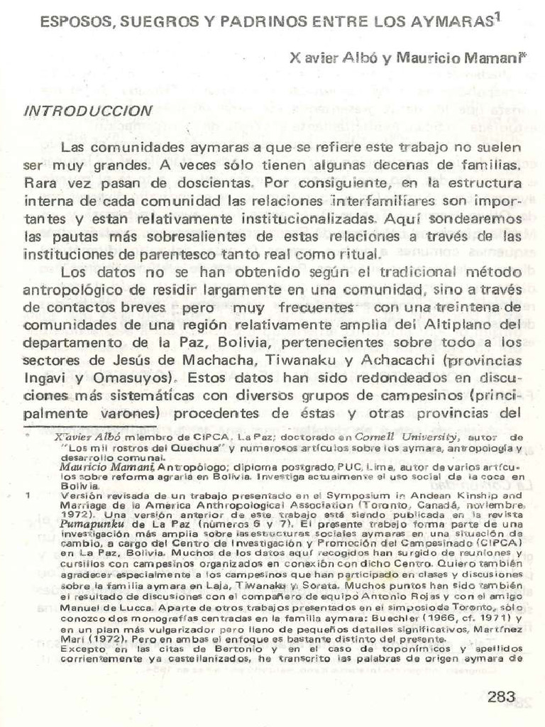 Esposos Suegros y Padrinos Entre Los Aymaras - Xavier Albó y Mauricio ...