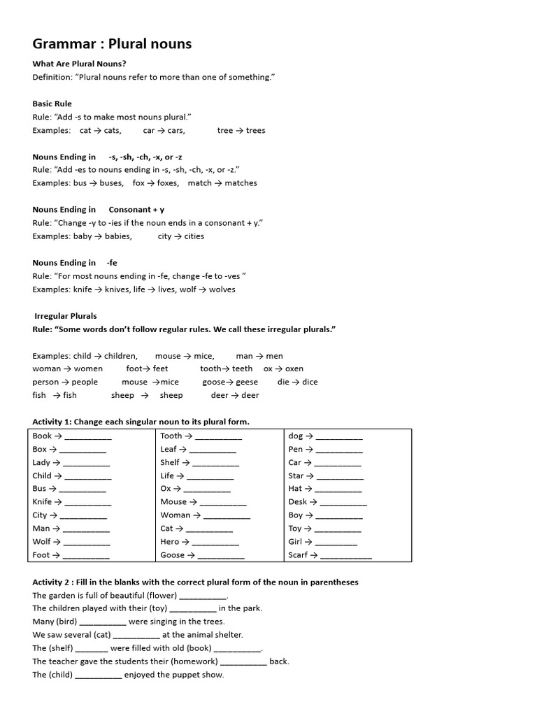 plural Nouns | PDF | Humour | Plural
