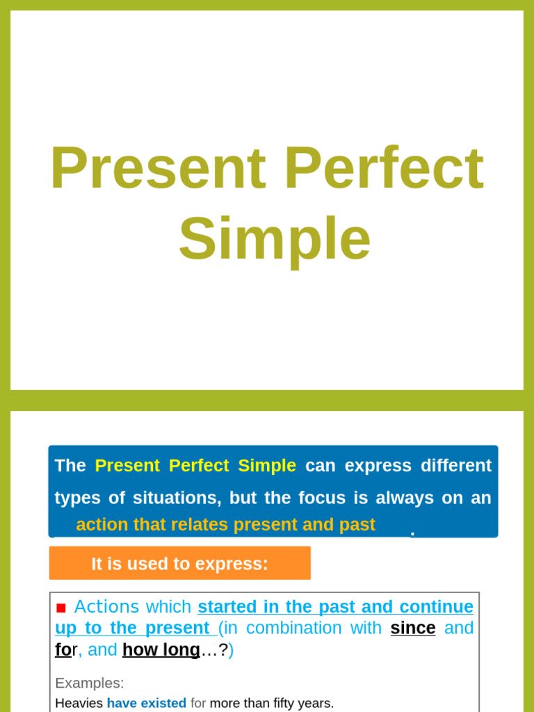 Present Perfect Simple | PDF | Linguistic Morphology | Syntax
