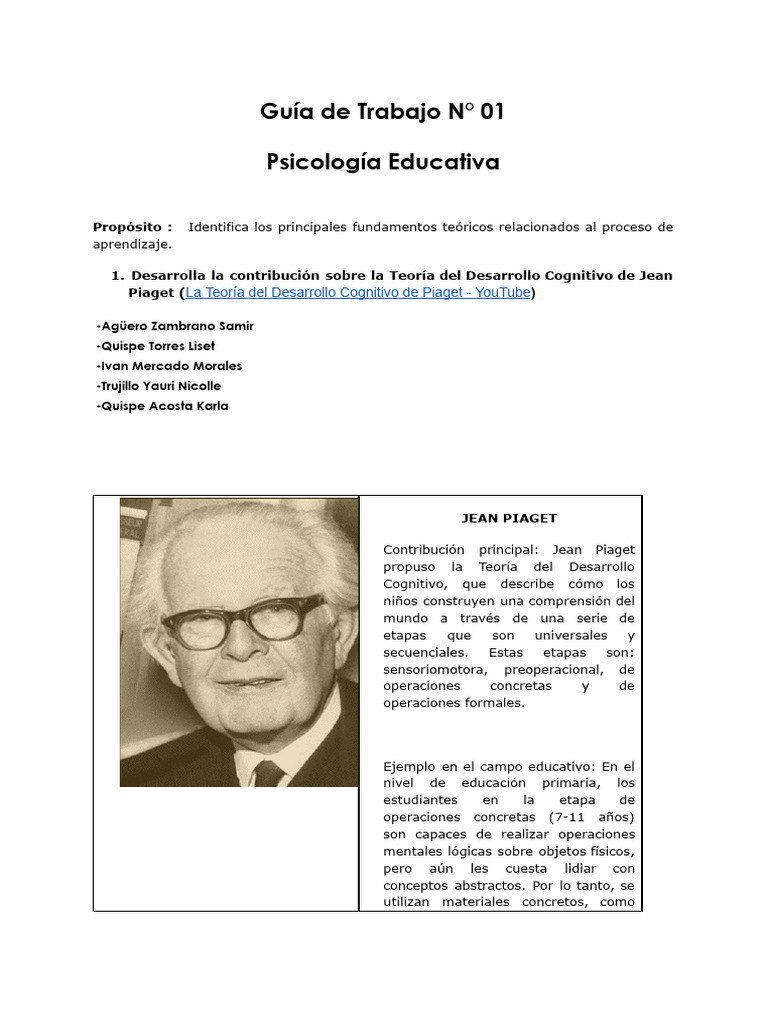 Guía de Trabajo #01 | PDF | Aprendizaje | Teoría del aprendizaje (educación)