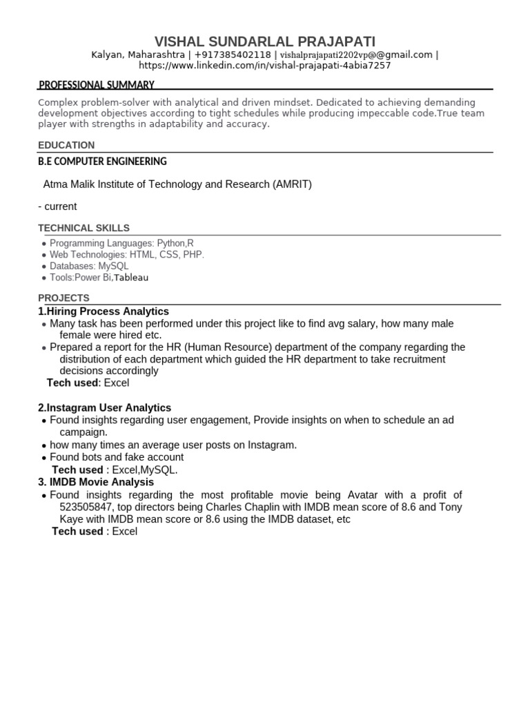 Vishal Prajapati | PDF