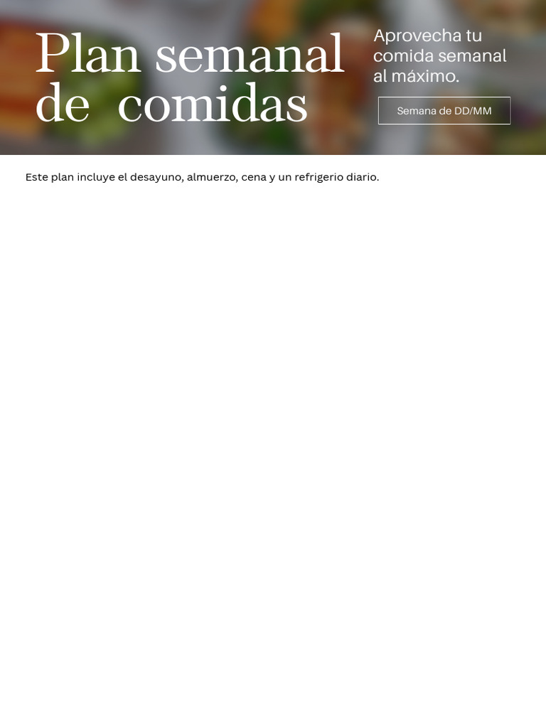 Planificador Semanal de Comidas | PDF