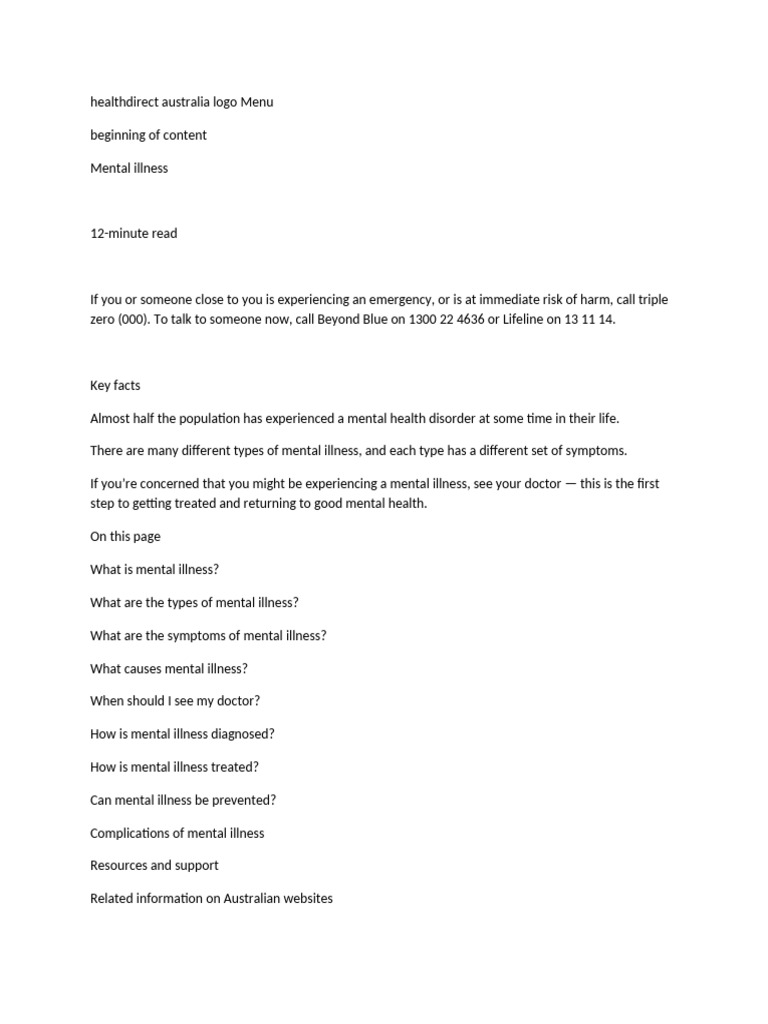 Healthdirect au-WPS Office | PDF | Mental Disorder | Mental Health