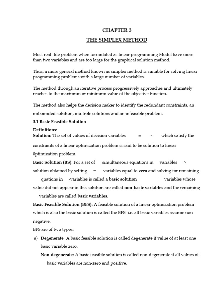 Simplex Method (Chapter 3) New | PDF | Mathematical Optimization | Linear Programming