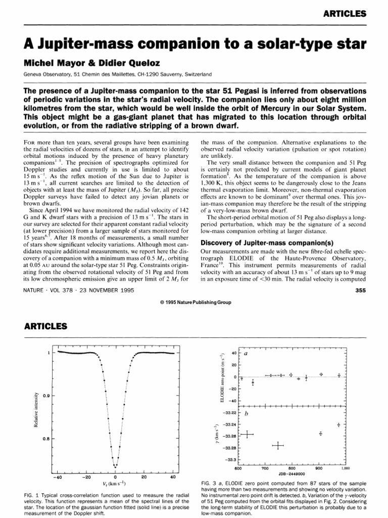 A Jupiter-Mass Companion To A Solar-Type Star | PDF | Planets | Stars