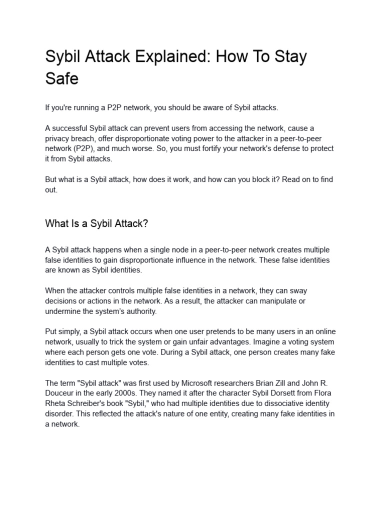Sybil Block Attack Explained - How To Stay Safe | PDF | Cybercrime ...