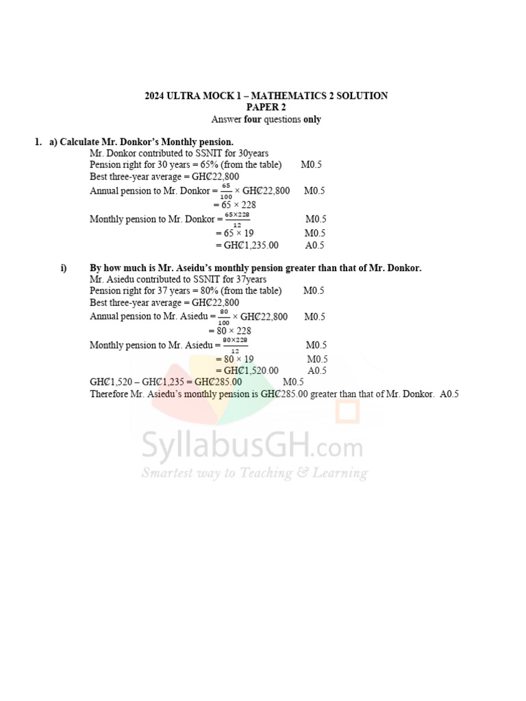 2024 Ultra Mock Mathematics 2 Solution | PDF | Angle | Mathematics