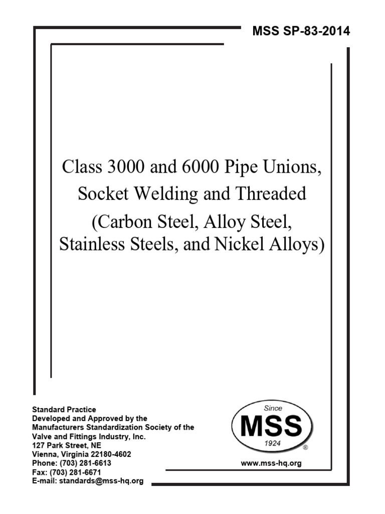 MSS SP-83 Class 3000 & 6000 Pipe Unions | PDF | Pipe (Fluid Conveyance ...