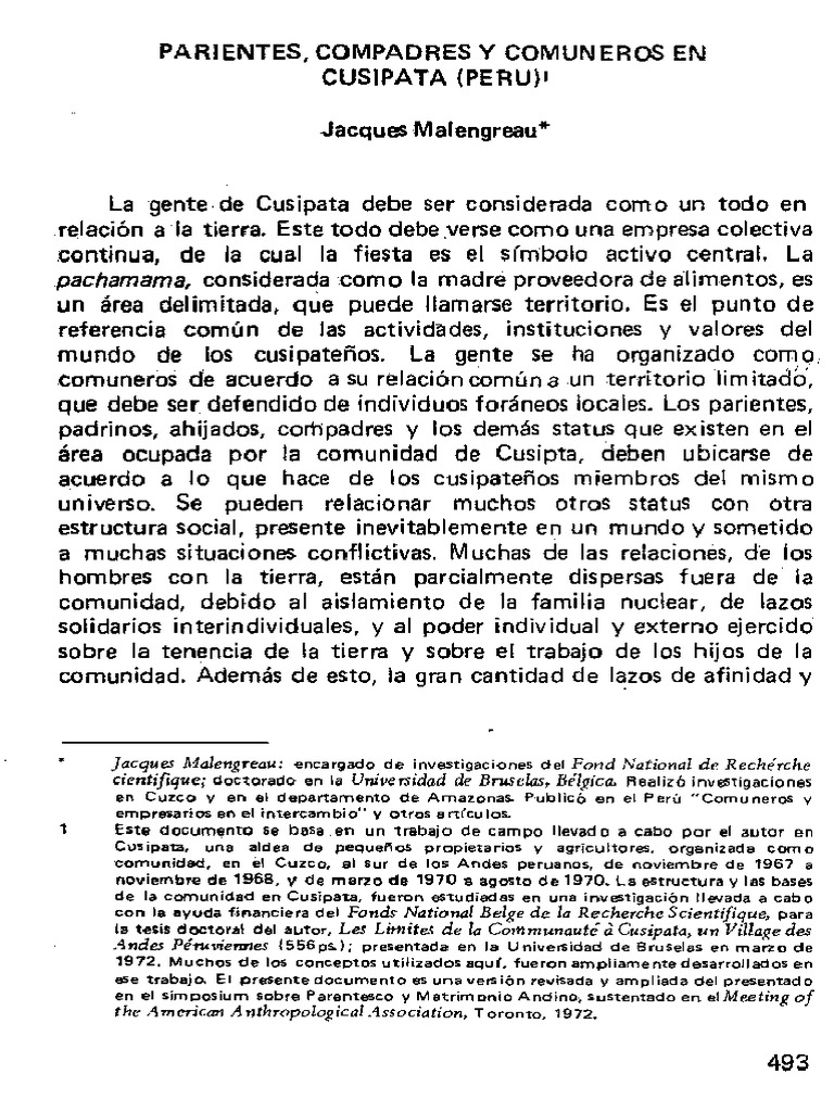 Parientes Compadres y Comuneros en Cusipata (Perú) - Jacques Malengreau ...