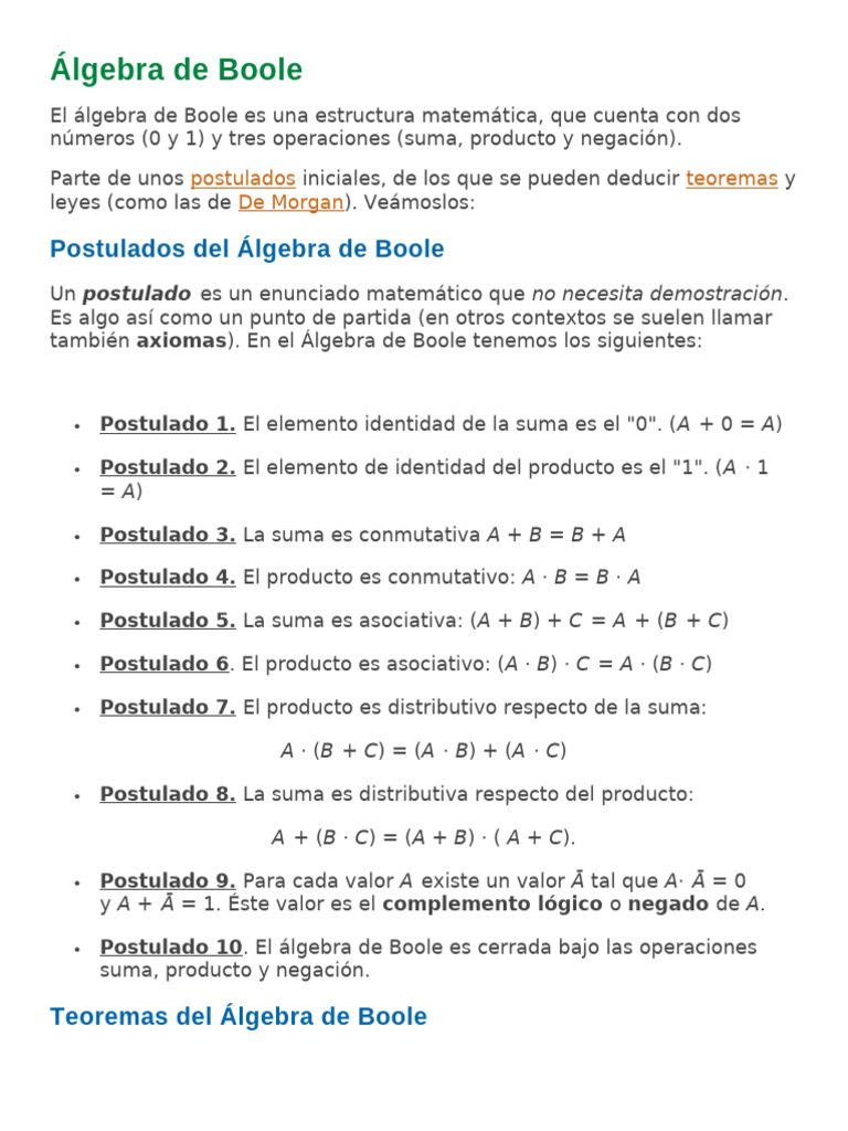 Álgebra de Boole | PDF