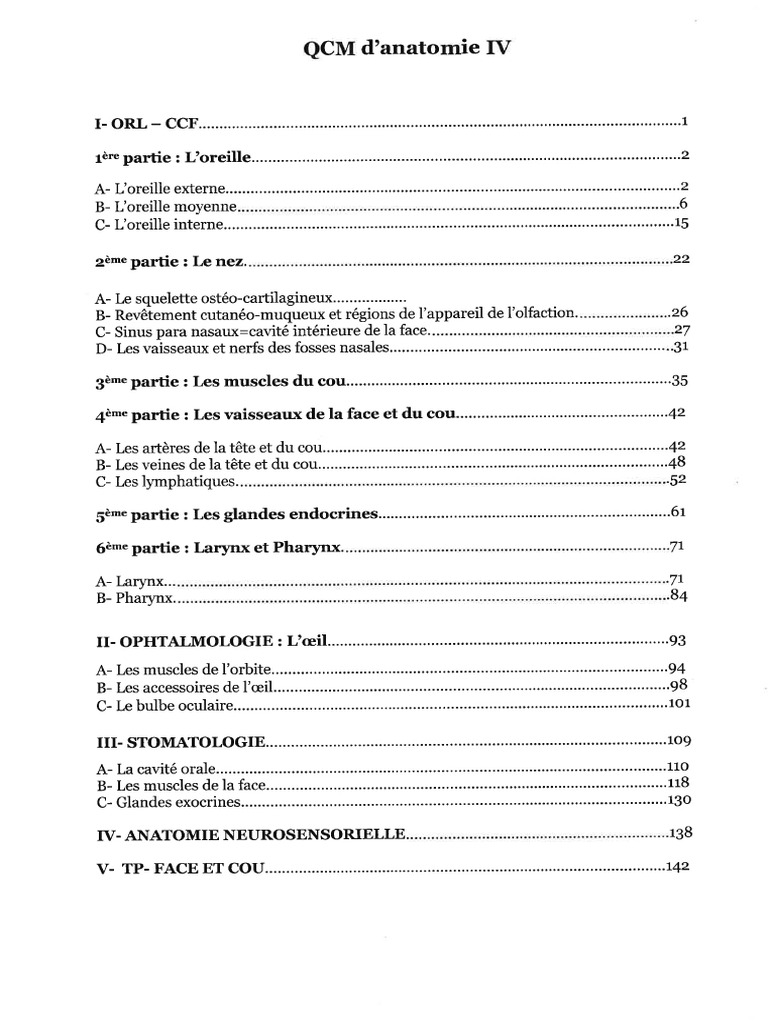 QCM Anatomie l2 Medecine Sans R | PDF