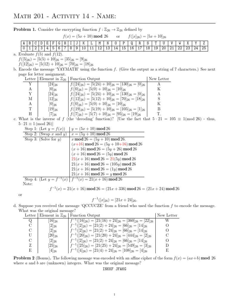 Math201-Activity 14 (5.1) - Solution | PDF | Applied Mathematics ...