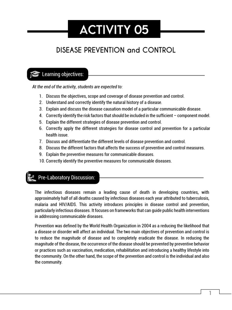 Activity # 05- Disease Prevention and Control | PDF | Preventive ...