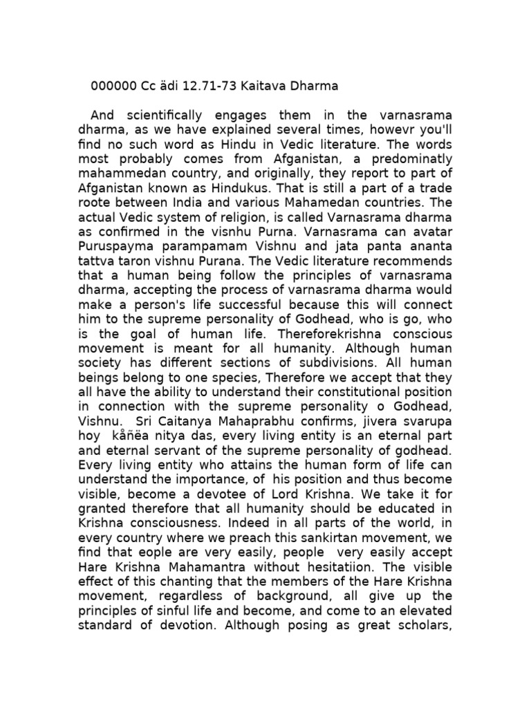 CC Adi 12.71-73 Kaitava Dharma | PDF | Bhakti | Bhagavata Purana