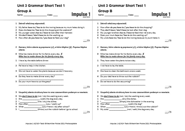 Unit 3 Grammar Test: Have To | PDF | Manufactured Goods | Home Appliance