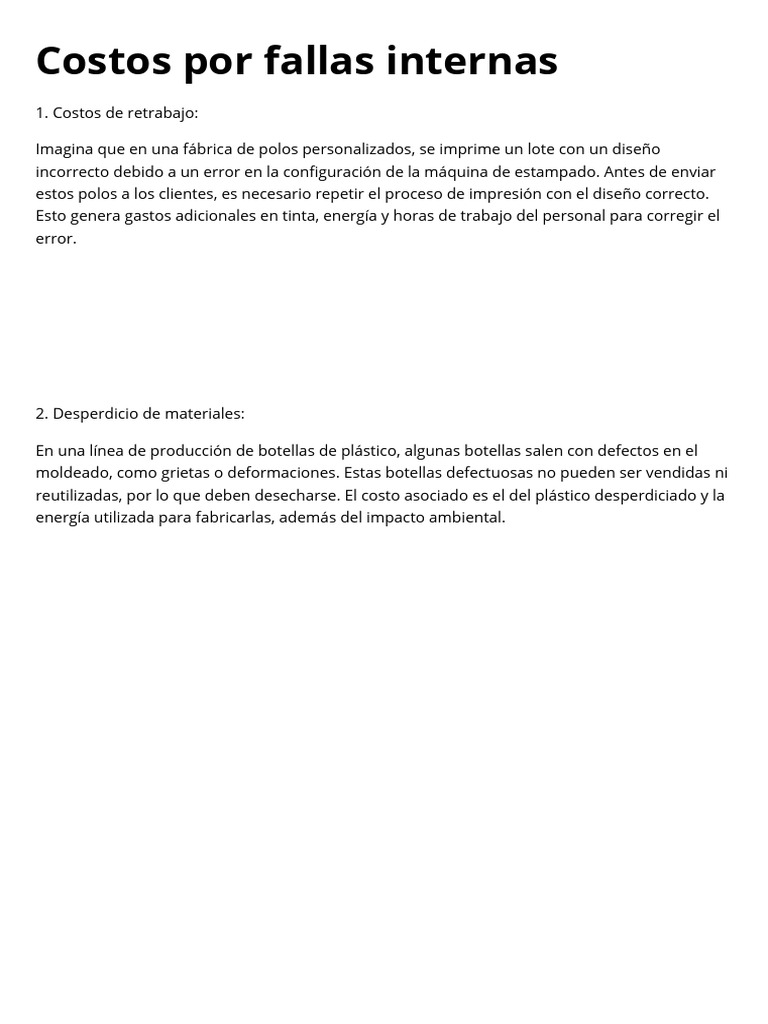 Costos de Fallas en Producción | PDF