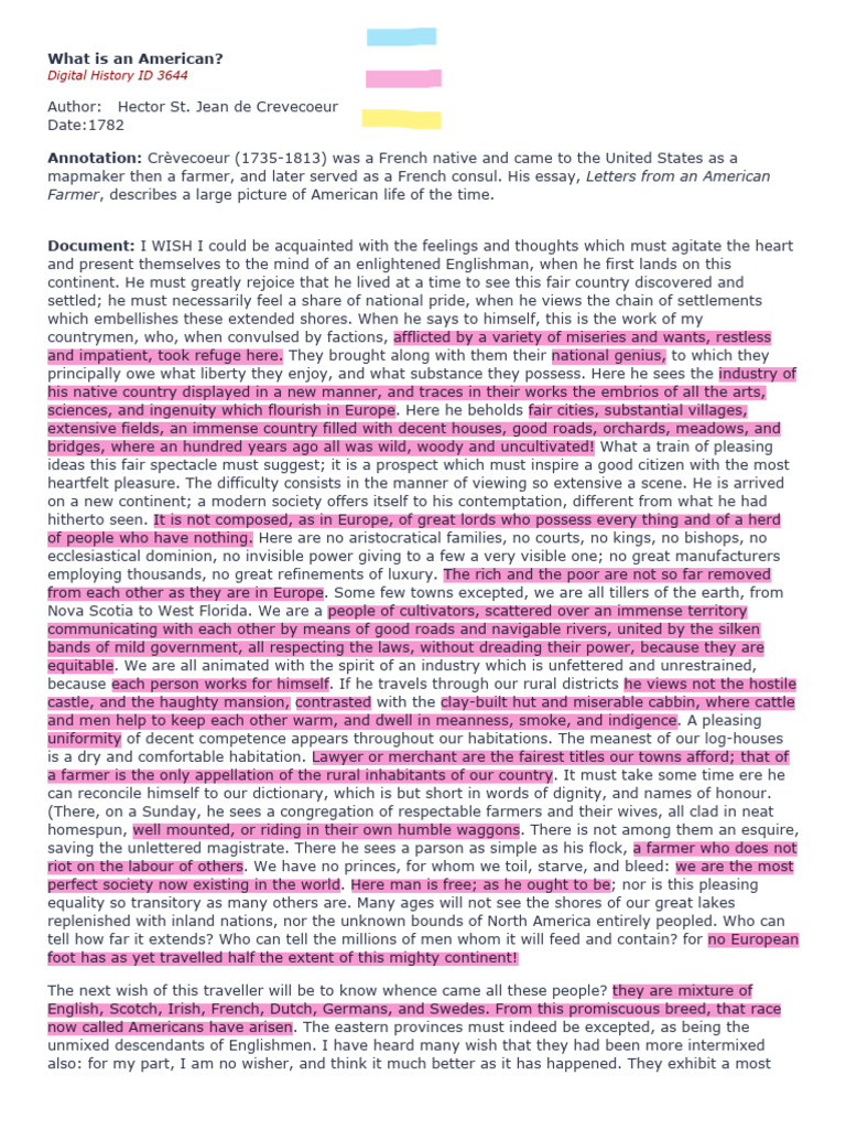 Defining the American Identity | PDF