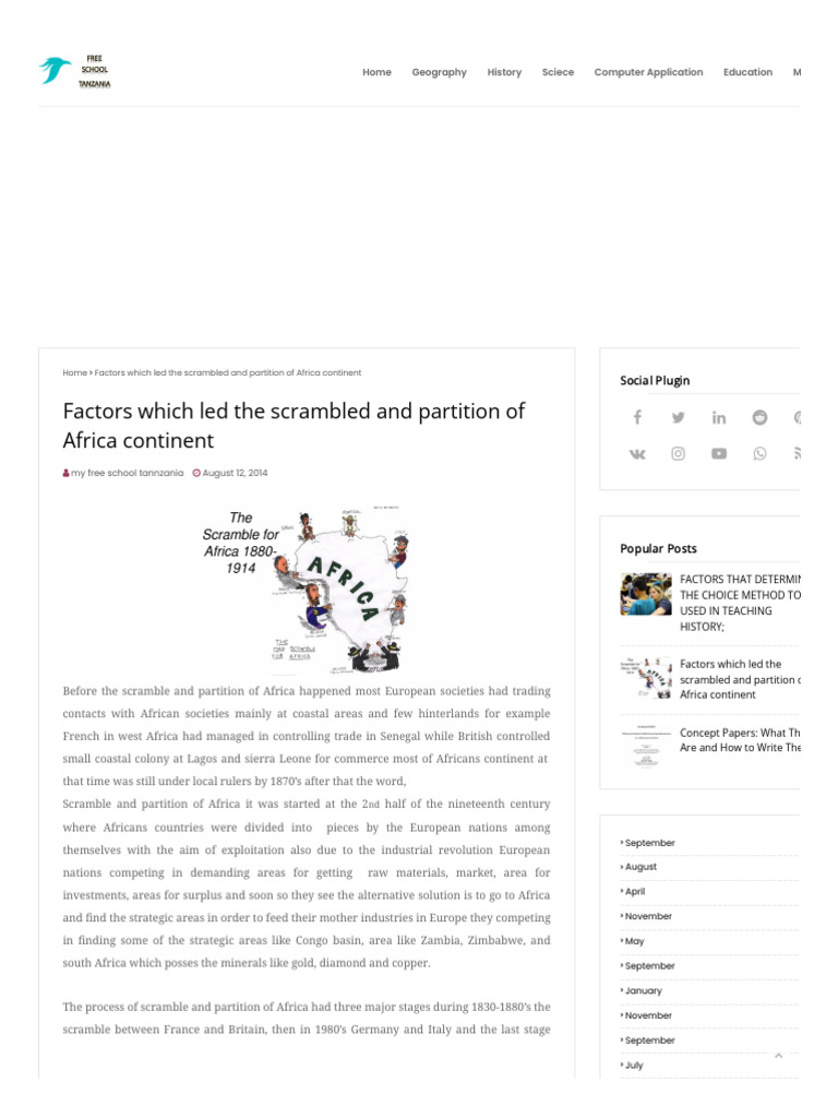 Factors Which Led The Scrambled and Partition of Africa Continent | PDF ...
