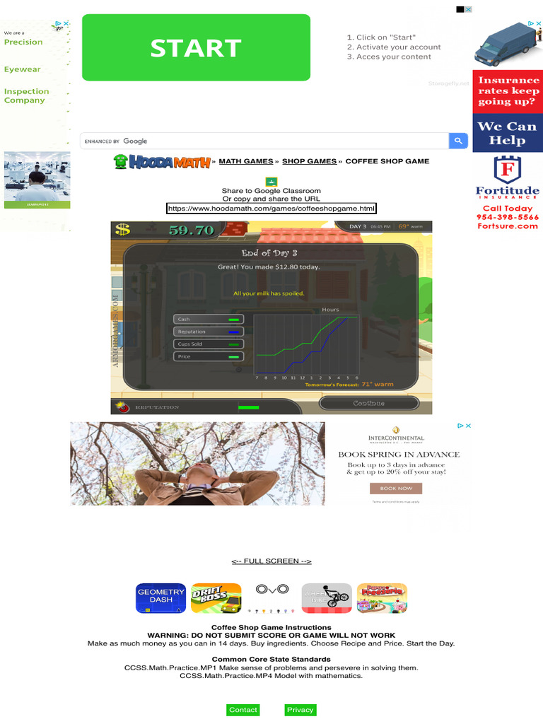 Coffee Shop Game ? Play Coffee Shop Game at Hood | PDF