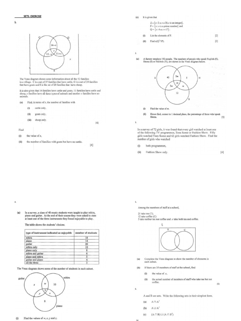 f3 Sets Exercise | PDF