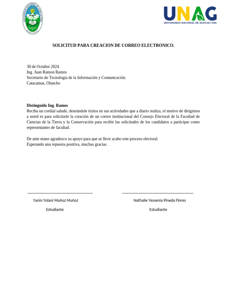 SOLICITUD de Correo Electronico | PDF