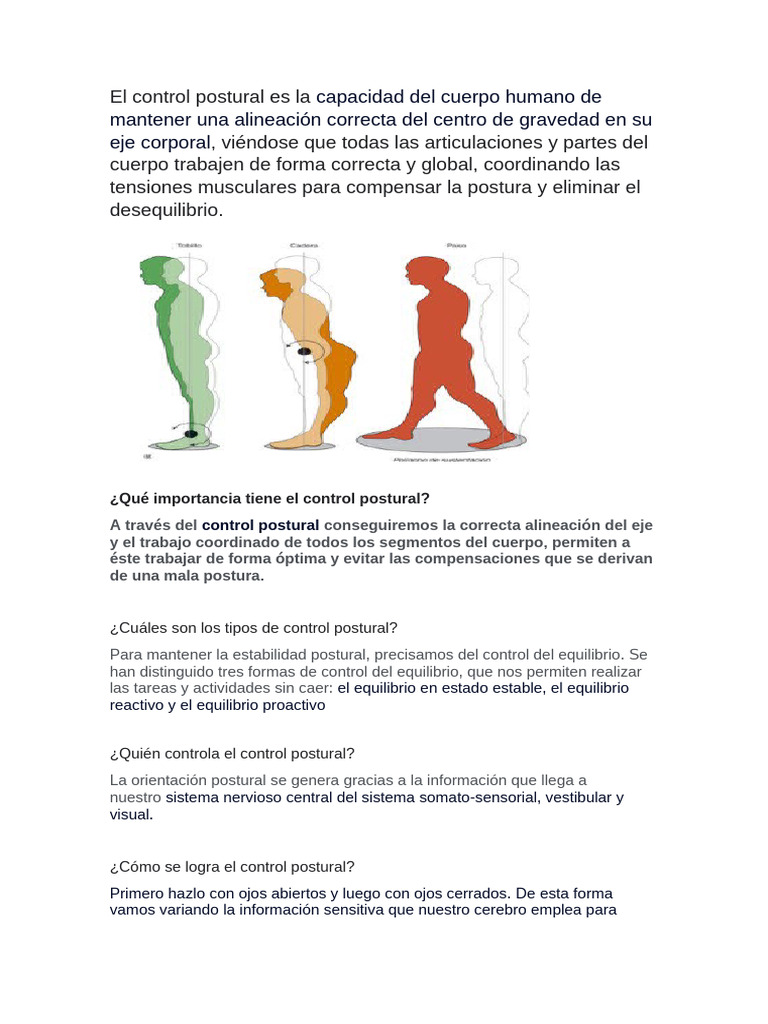 El control postural para kevin | PDF