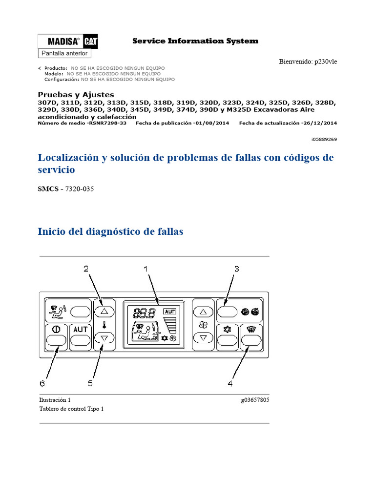 Codigos de Fallas en Aire Acondicionado Excavadoras Caterpillar | PDF | Cambiar | Sensor