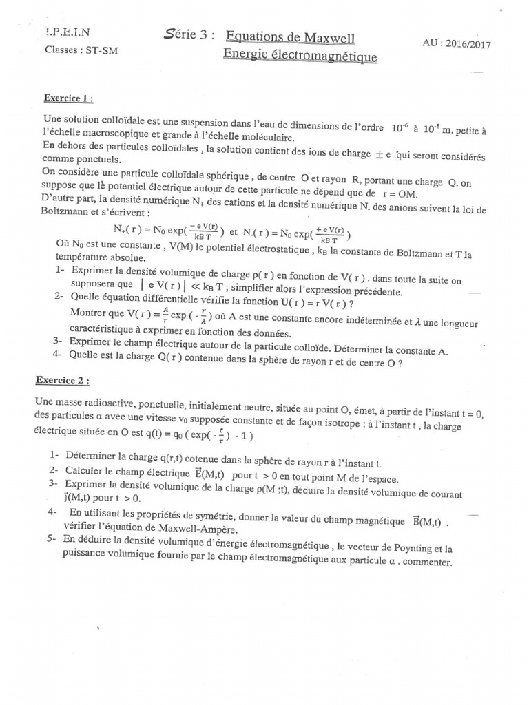 Equations de Maxwell Energie Electromagnetique 2017 IPEIN Series | PDF