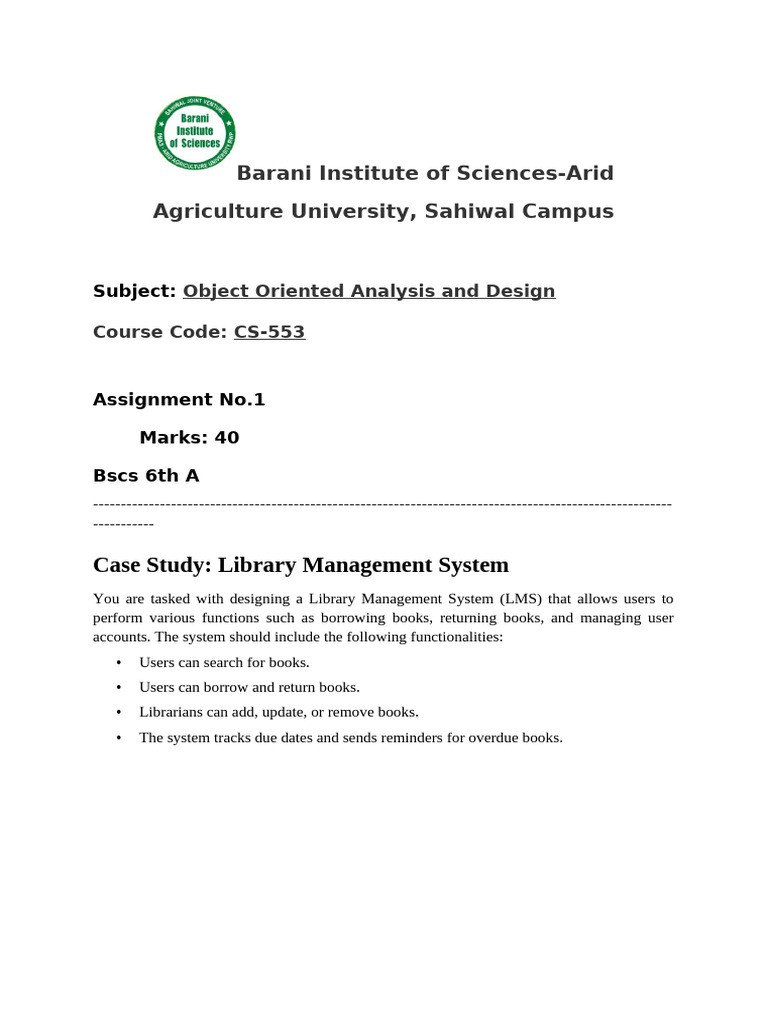 OOAD Assignment | PDF
